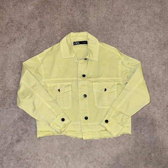 Zara | Jackets & Coats | Lime Green Denim Jacket | Poshmark